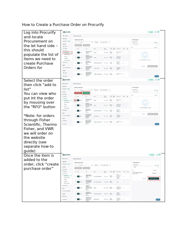 How To Create A Purchase Order On Procurify | PDF