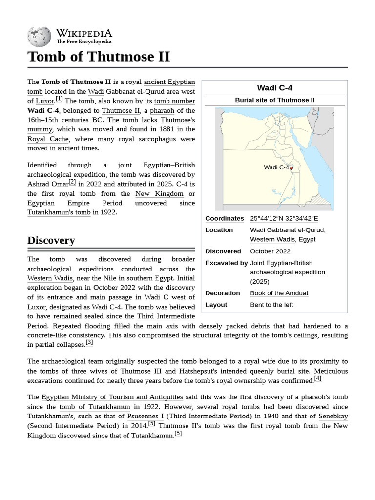 Tomb of Thutmose II | PDF | Ancient Egypt