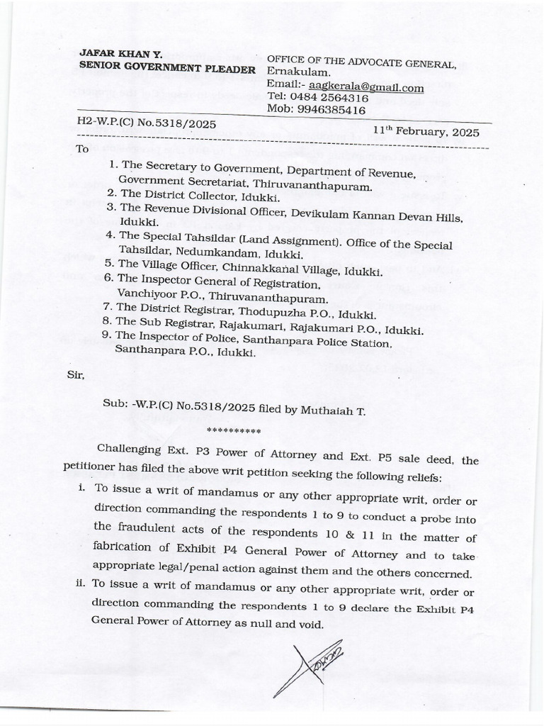 WPC No. 5318 - 2025 - H2 Letter | PDF