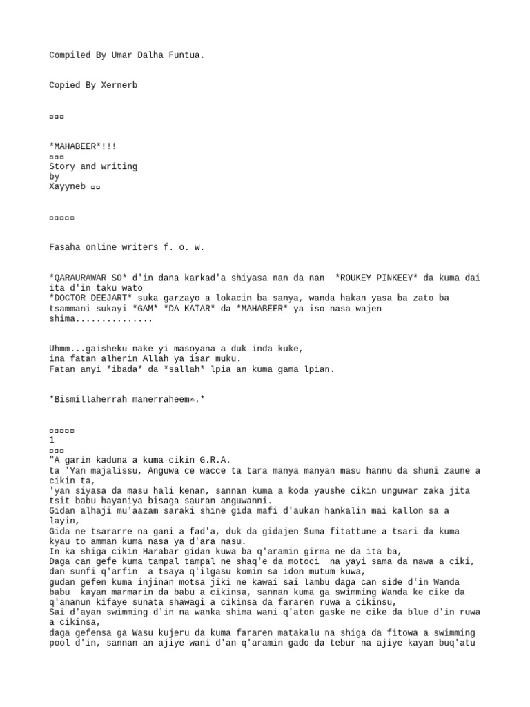 MAHABEER Complete Document by Xayyneb - TXT by Abooks - Com.ng | PDF