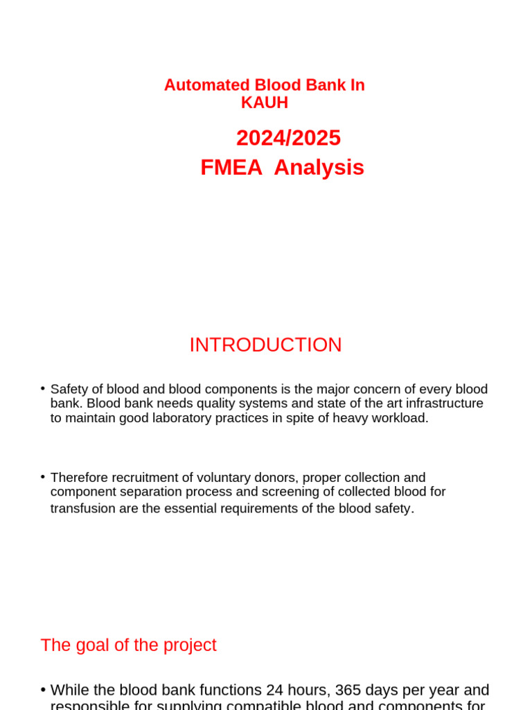 Automated Blood Bank FMEA Analysis 2024 | PDF | Blood Donation | Medicine