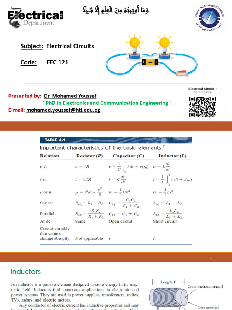 03. Lec #3 (First Order RL Circuit & RC-Step Response) | PDF