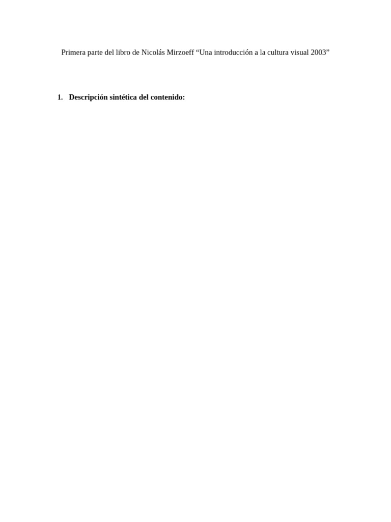Primera Parte Del Libro de Nicolás Mirzoeff | PDF