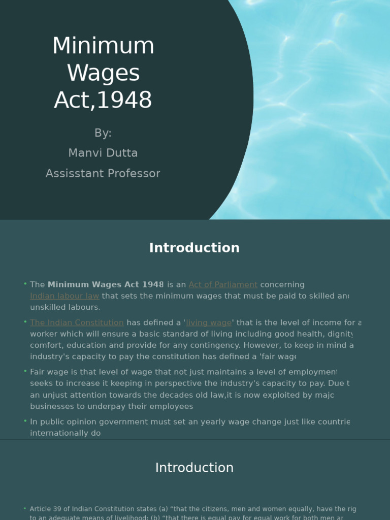 Minimum Wages Act, 1948 | PDF | Cost Of Living | Employment