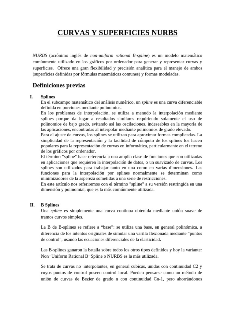 Introducción a NURBS en Gráficos 3D | PDF | Spline (Matemáticas) | Análisis matemático