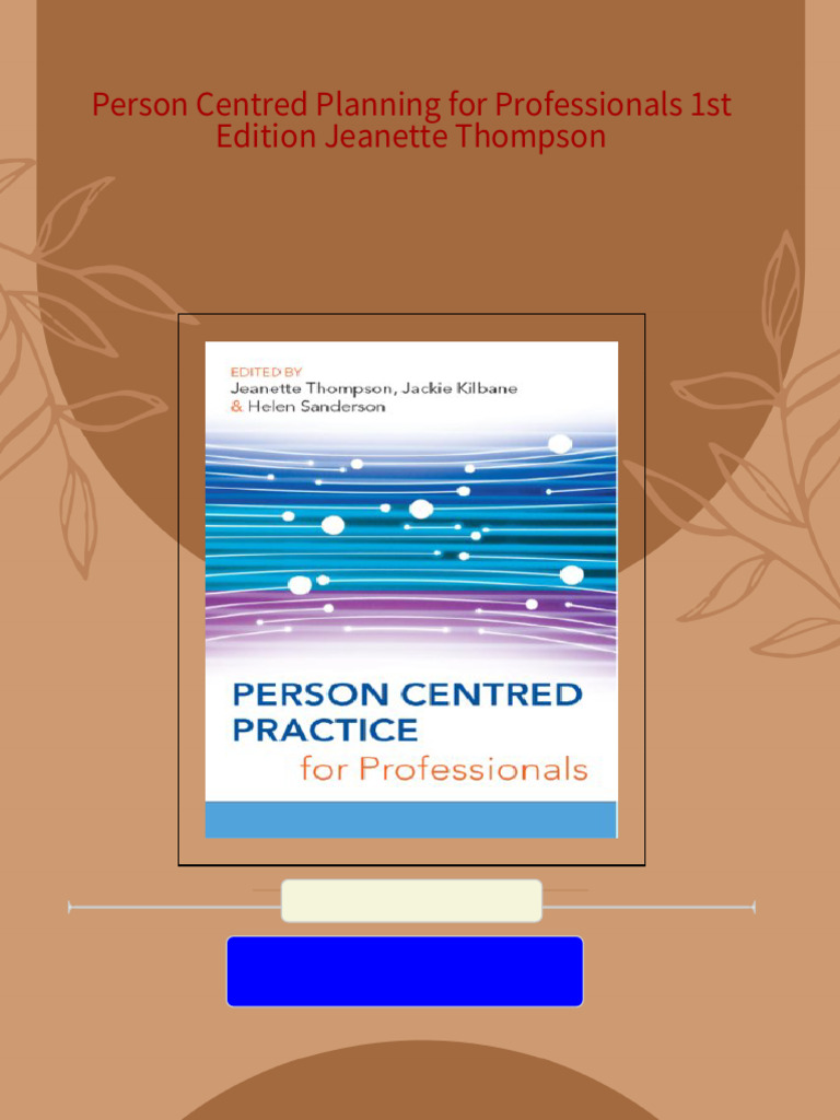 Person Centred Planning For Professionals 1st Edition Jeanette Thompson ...