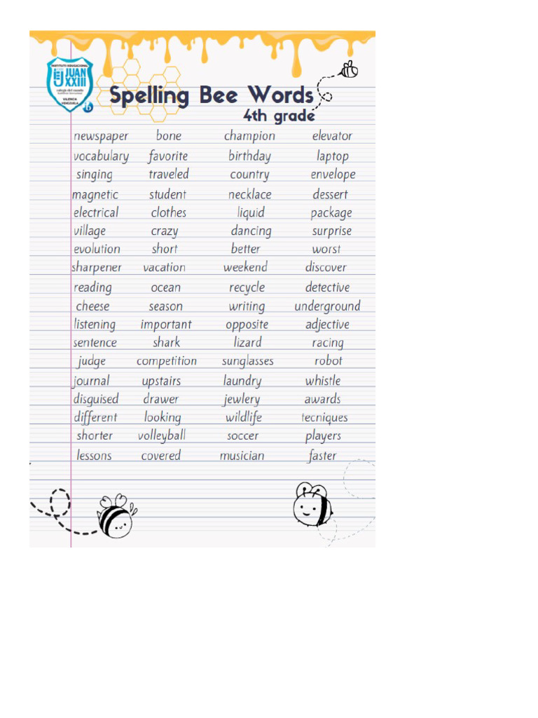 Spelling Bee 4th Grade 2024-1.jpg | PDF
