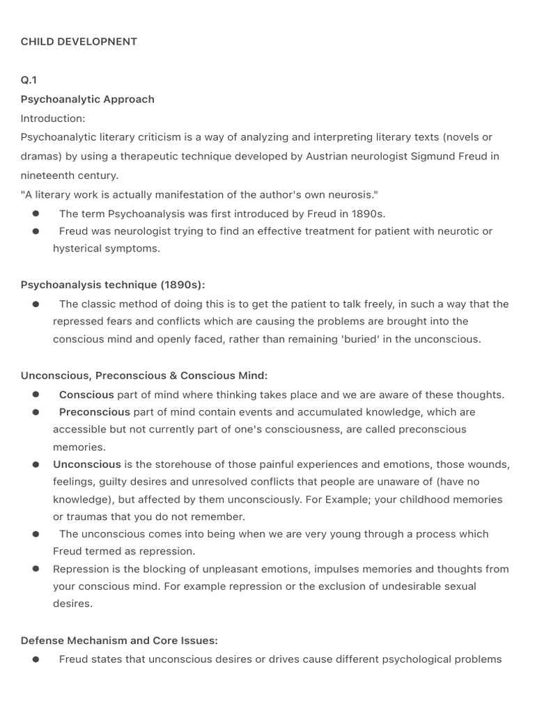 Psychoanalytic and Behavioral Approaches in Child Development | PDF ...