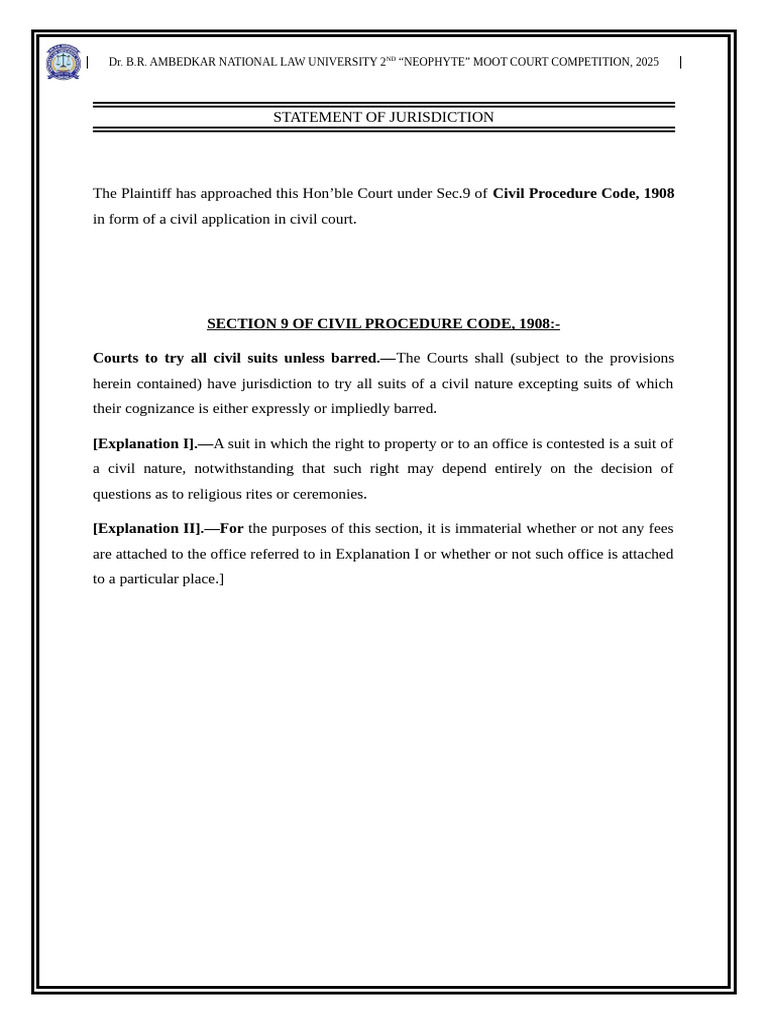 Statement of Jurisdiction | PDF | Lawsuit | Breach Of Contract