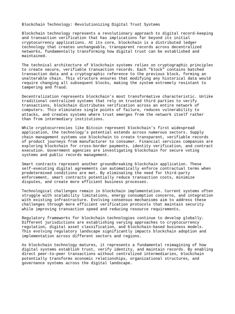 Blockchain Technology Pdf Cryptocurrency Economies