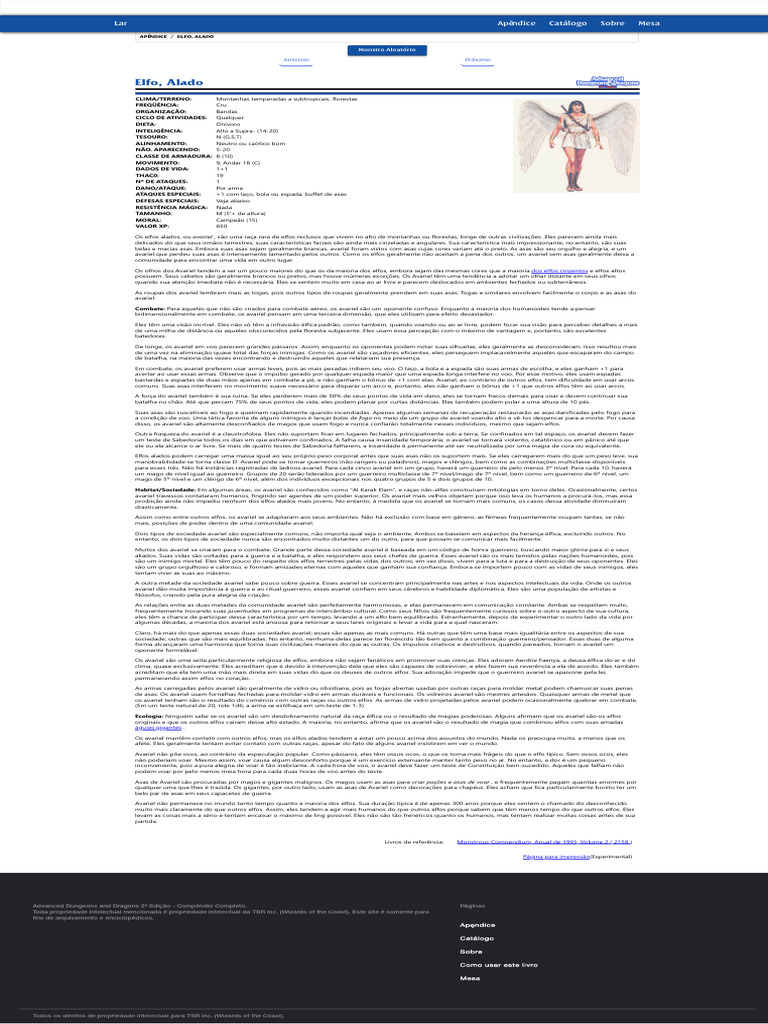 Elfo Alado - AD&D Complete Compendium | PDF | Voo | Elfos