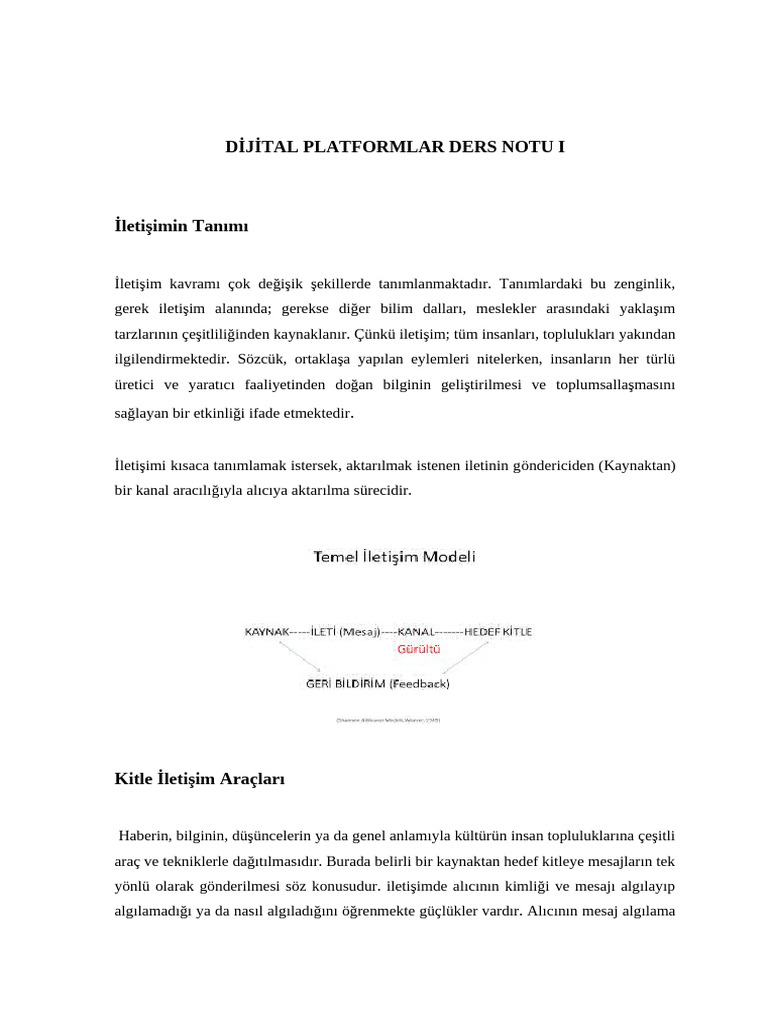 Dijital Platformlar Ders Notu I | PDF