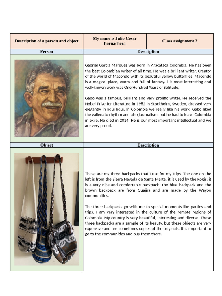 Description of A Person and Object | PDF | Spanish Language Literature ...