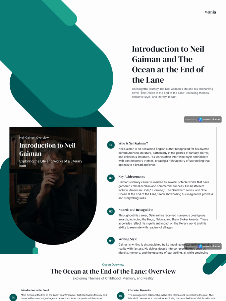 Introduction To Neil Gaiman and The Ocean at The End of The Lane | PDF