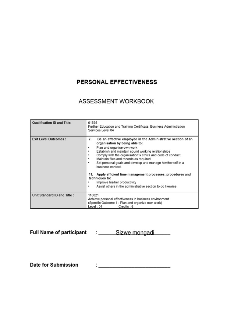 Personal Effectiveness | PDF | Medical Record | Time Management
