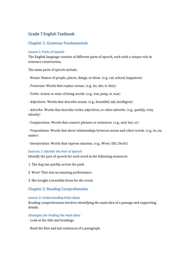 Grade 7 English Textbook | PDF