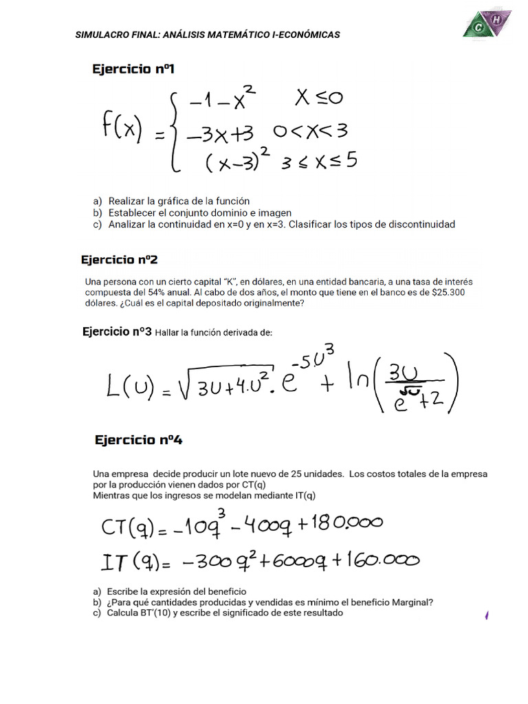 Simulacro Final AM1 Eco | PDF