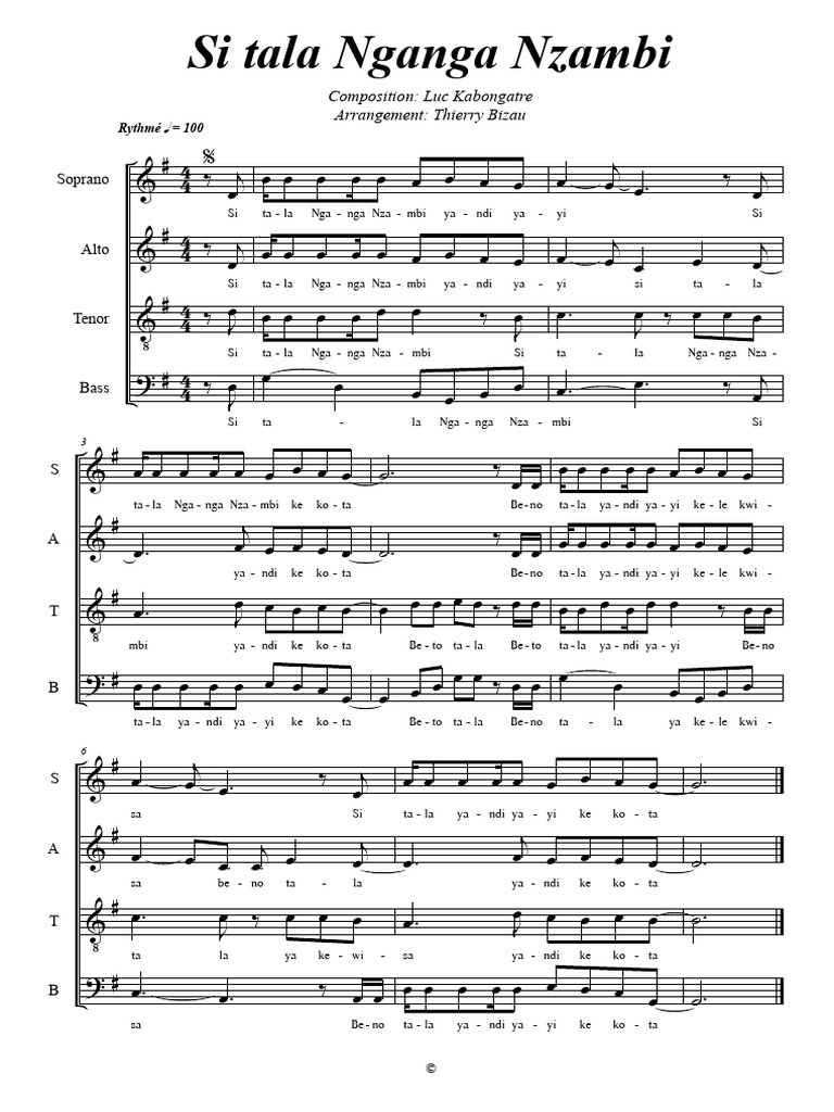 Sitala Nganga Nzambi - Luc Kabongatre - Arr - Thierry Bizau | PDF