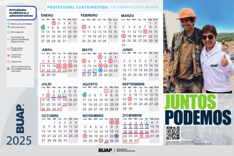 Buap Calendario Cuatrimestral Licenciatura 2025 | PDF