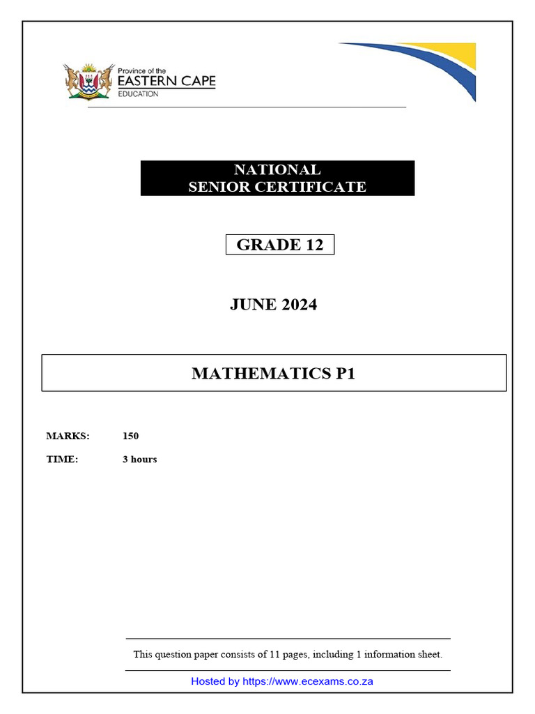 MATHS P1 GR12 QP JUNE 2024 - English | PDF | Numbers | Mathematics