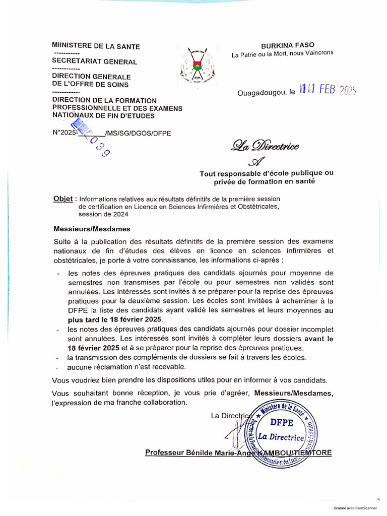 Lettre Information Résultats Definitifs Lsio 2024 | PDF