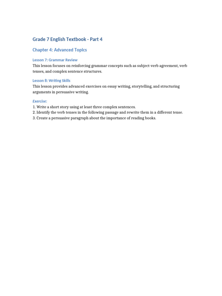 Grade 7 English Textbook Part 4 | PDF