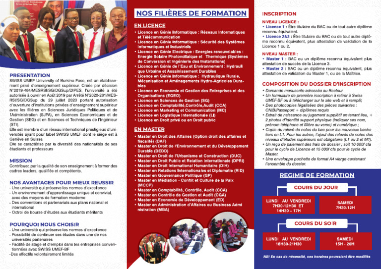 Recto Depliant 2022.2023 Swiss UMEF | PDF