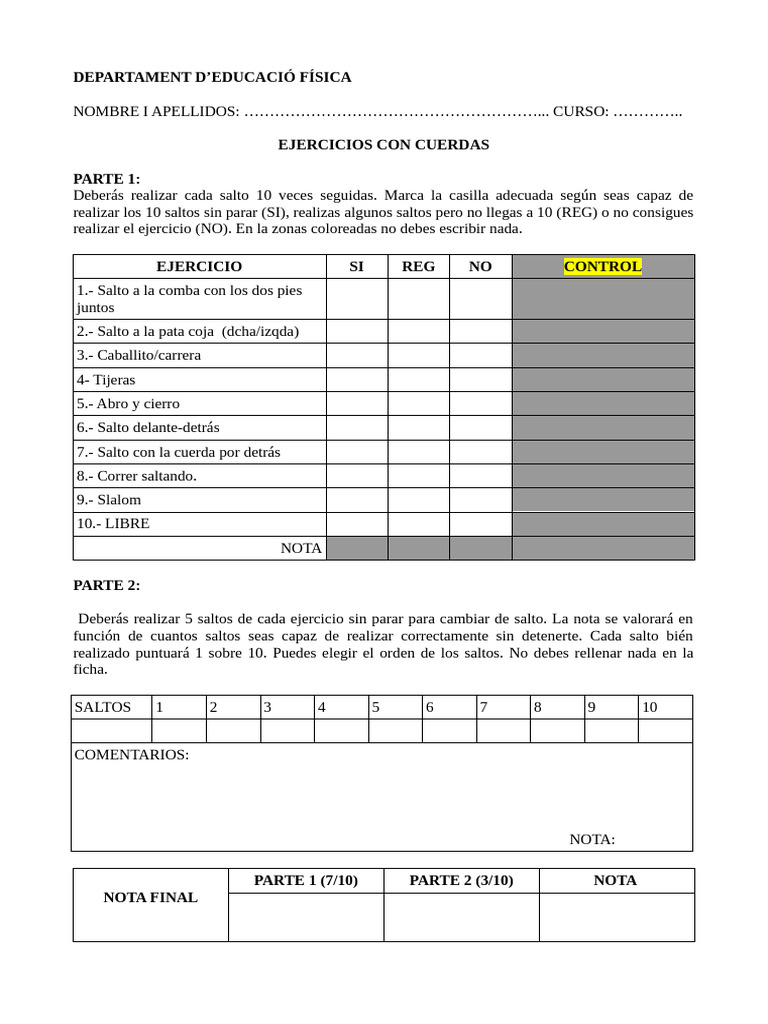 Ejercicios de Saltos con Cuerda | PDF