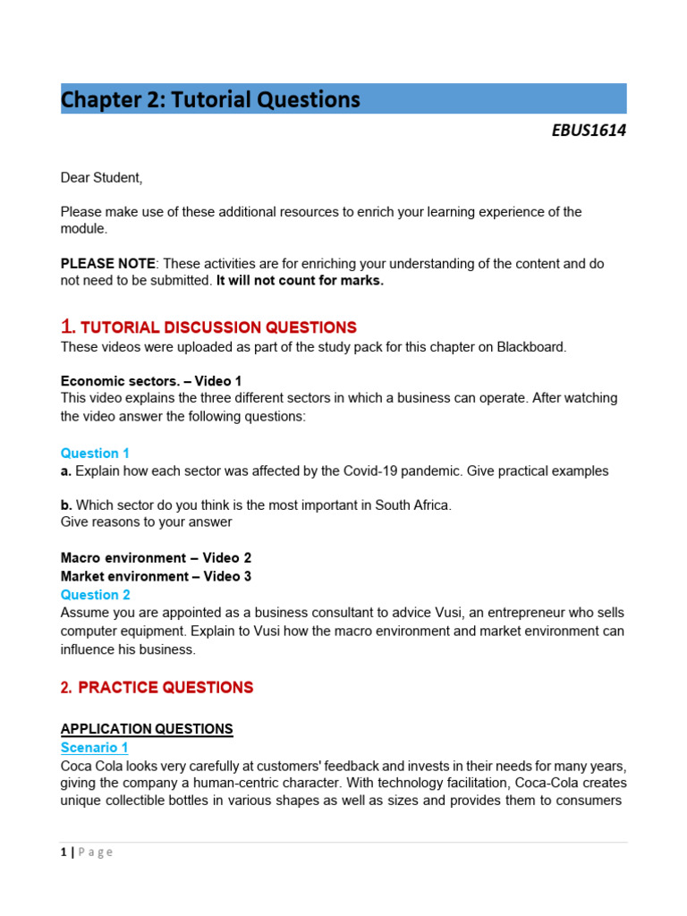 Chapter 2 Tutorial Questions | PDF | Coca Cola | Business