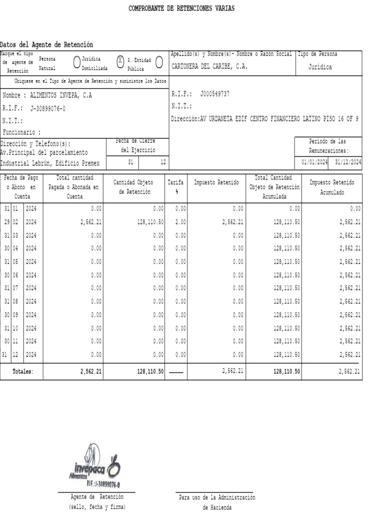 Arcv - Cartonera 2024 | PDF