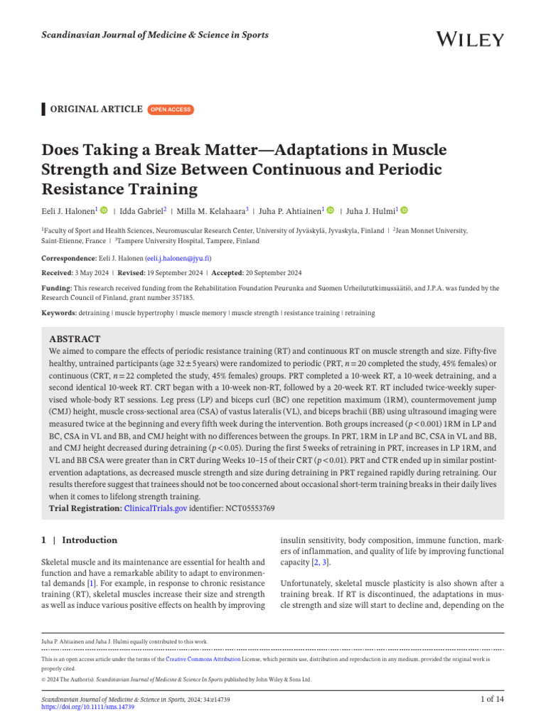 Does Taking A Break Matter-Adaptations in Muscle S | PDF | Strength ...