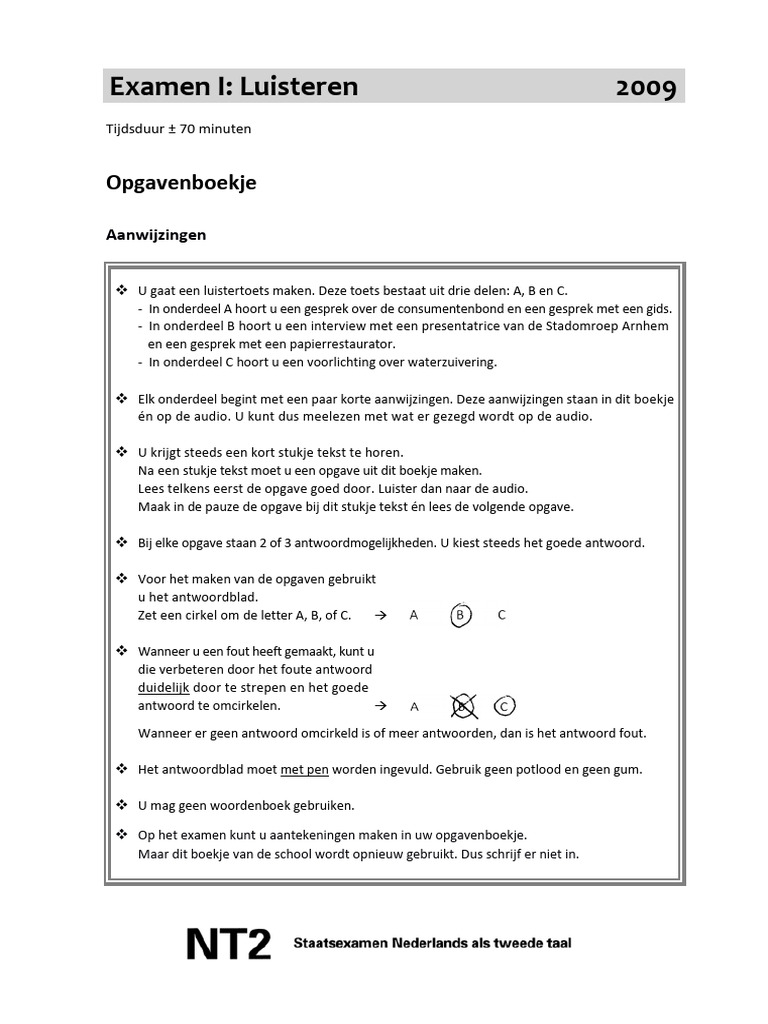Luisteren II 2009 Opgaven | PDF