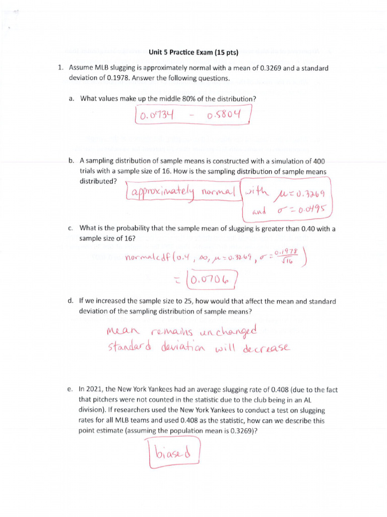 Unit 5 Practice Exam Answers | PDF