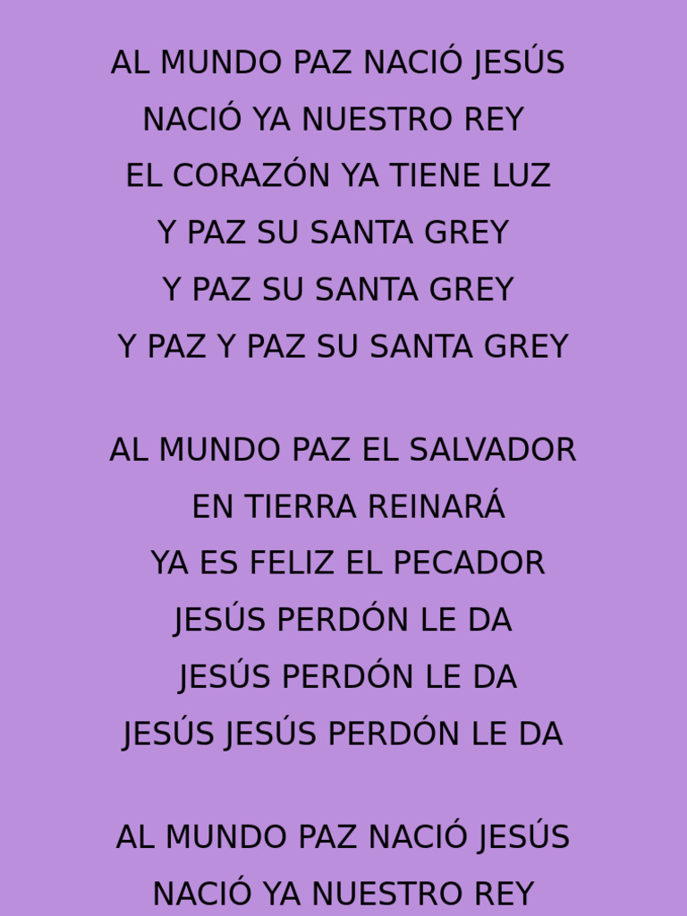 Al Mundo Paz Nació Jesús | PDF