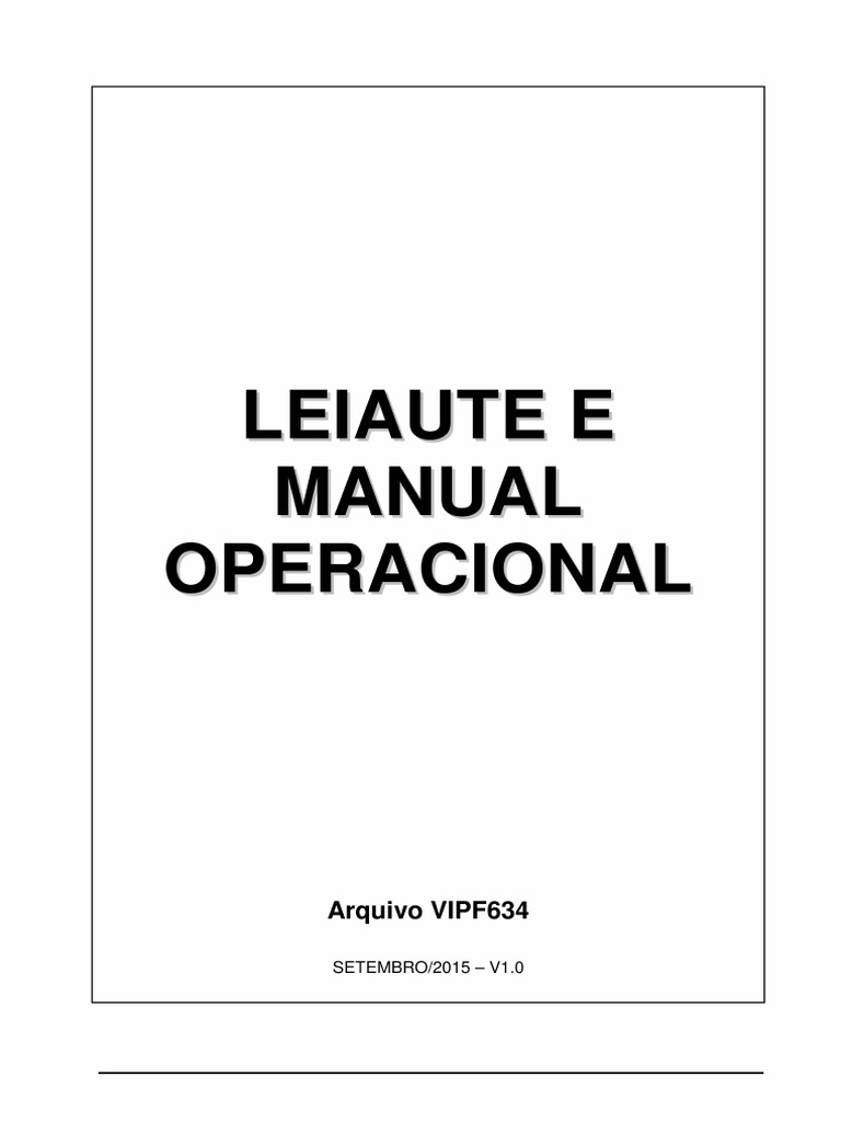 Manual Operacional VIPF634 | PDF