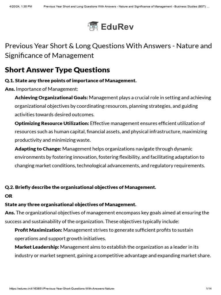 Management Importance and Objectives Guide | PDF | Creativity | Science