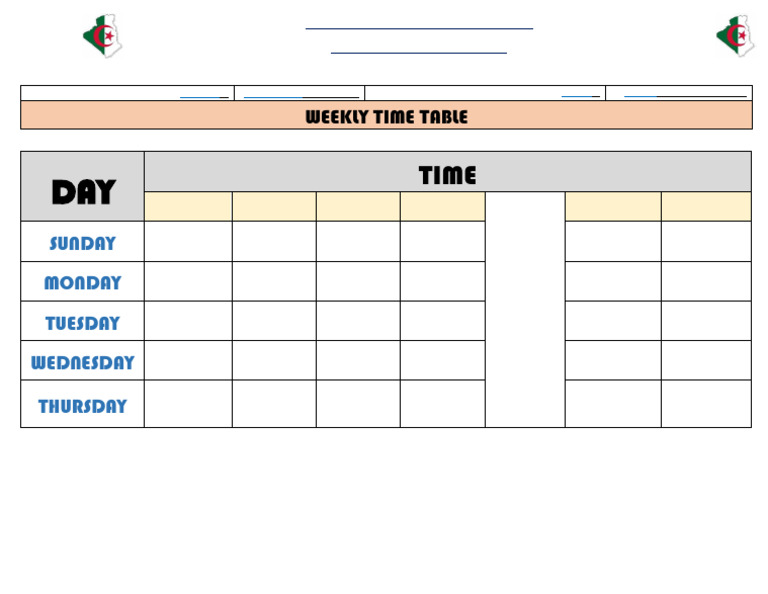 Empty Time Table 2025 | PDF