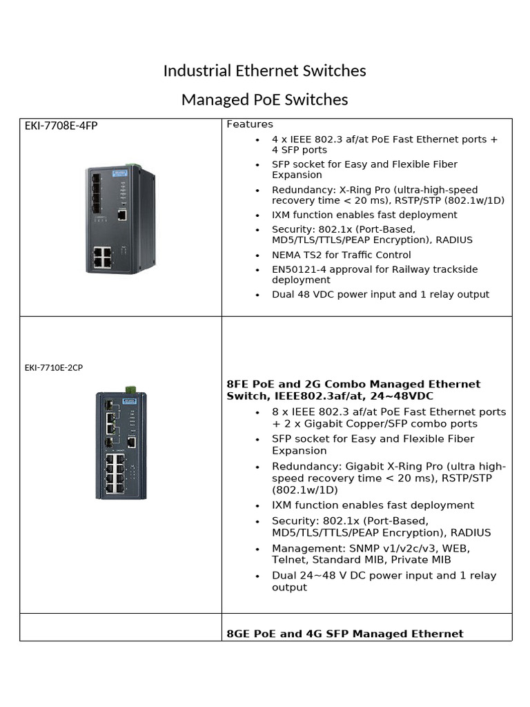 Industrial Ethernet Switches | PDF | Ethernet | Telecommunications Standards