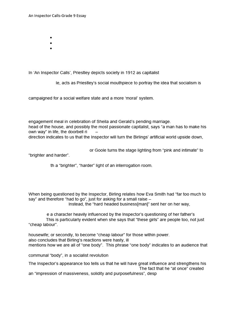 Grade 9 Analysis of An Inspector Calls | PDF