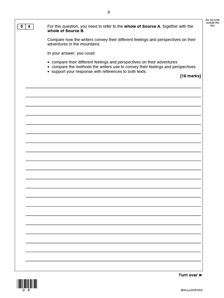 English Language Paper 2 Question 4 | PDF