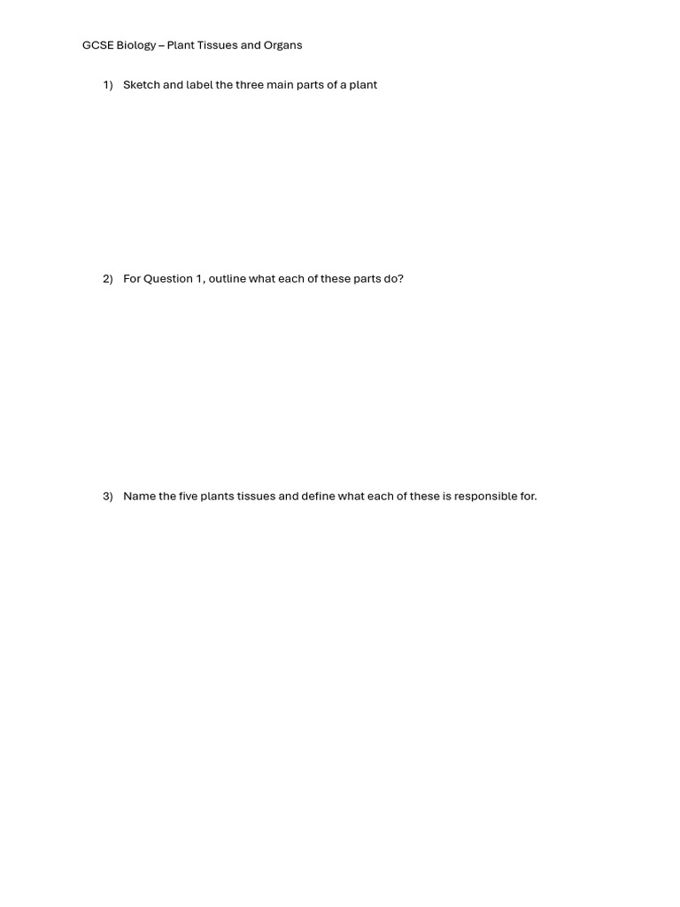 GCSE Biology Plant Tissues and Organs | PDF GCSE Biology Plant Tissues and Organs | PDF