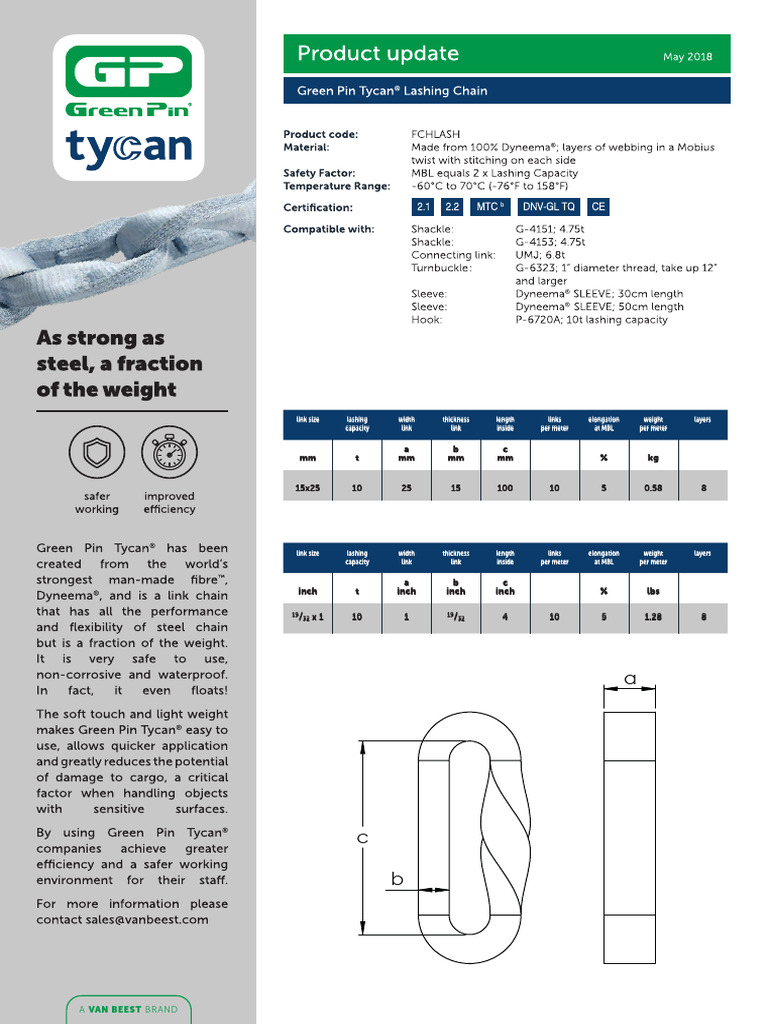 Product Update - Green Pin Tycan® Lashing Chain - EN | PDF