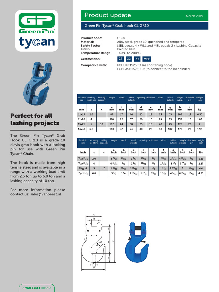 Product Update - Green Pin Tycan® Grab Hook CL GR10 - EN | PDF | Building Engineering ...