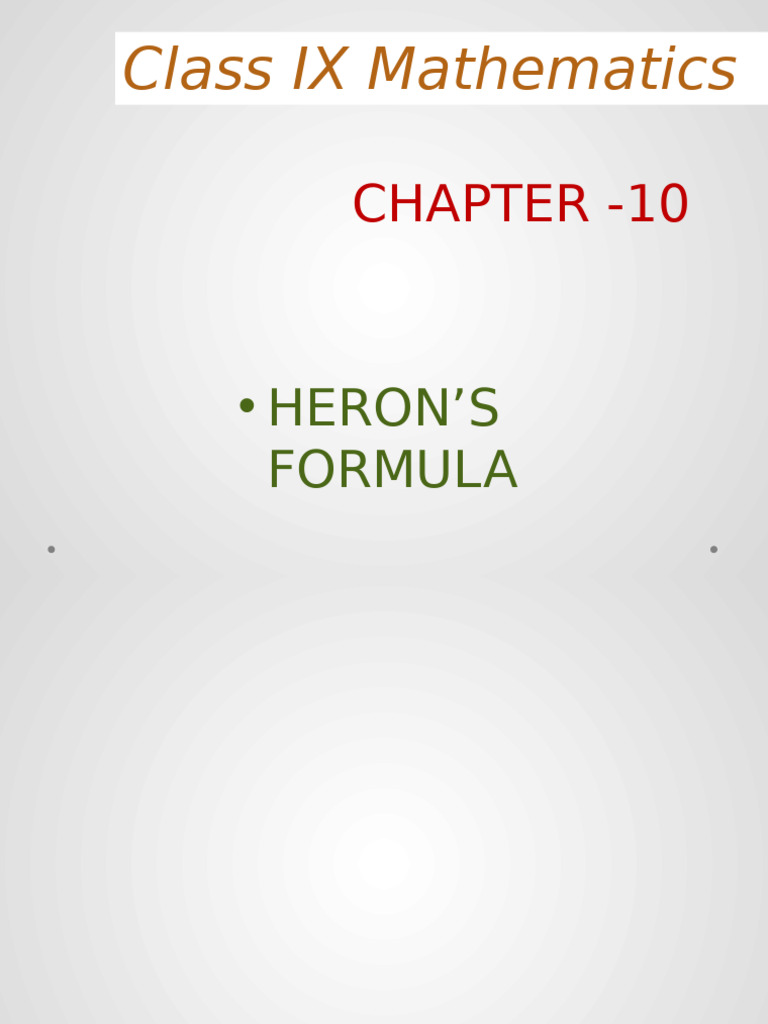 Heron's Formula for Class IX | PDF