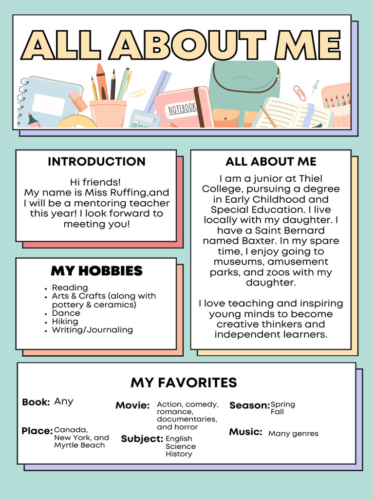 Meet the Teacher Poster in Colorful Pastel Style (5) | PDF