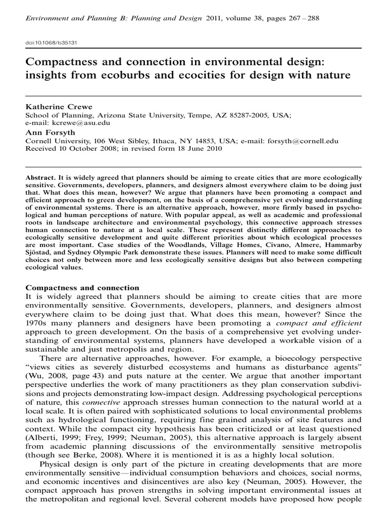 Compactness and Connection in Environmental Design: Insights From ...