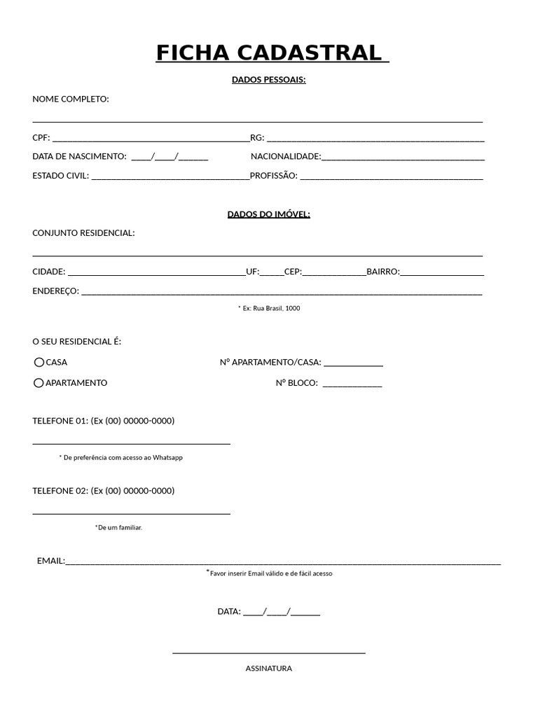 Ficha Cadastral de Cliente | PDF