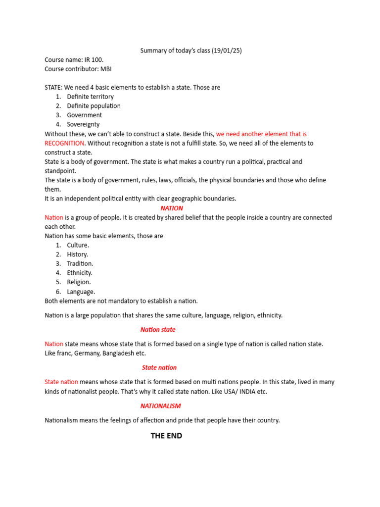 summary of ir 100 pdf | PDF | Nation | Nationalism
