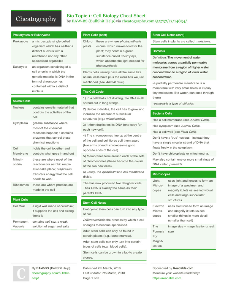 biology topic 1 - cell biology | PDF | Cell (Biology) | Cell Membrane