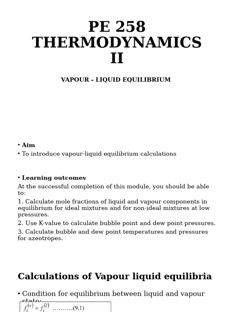 Pe 258 Thermodynamics II | PDF | Applied And Interdisciplinary Physics | Physical Chemistry